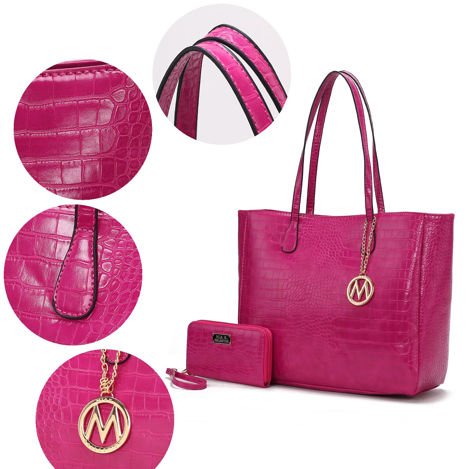 MKF Collection Tote Bag with Wristlet Wallet for Women, Vegan Leather Top-Handle Shoulder Bag Handbag Purse By Mia K
