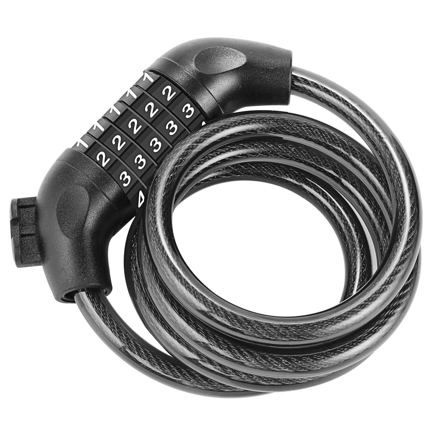 Bike Lock, Bike Locks Cable 4 Feet, Coiled High Security Bicycle Lock Anti Theft, 5 Digit Resettable Combination Bike Cable Lock