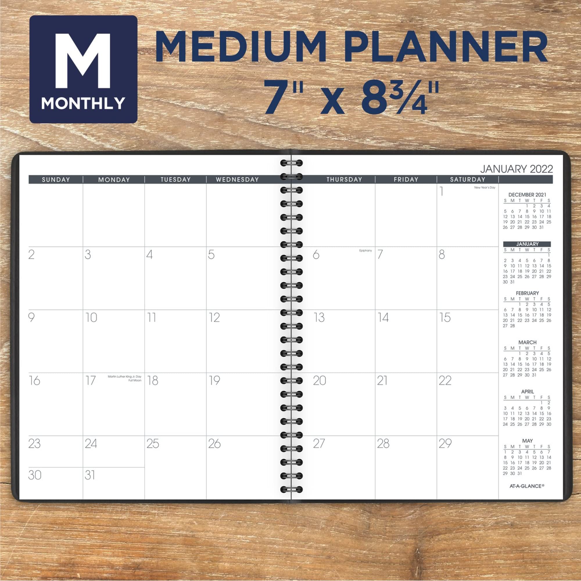 AT-A-GLANCE 2022 Monthly Planner by AT-A-GLANCE, 7" x 10", Medium, Designer Cover, Black (7043205)
