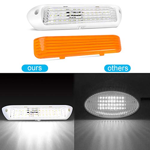 BlueFire Upgraded Super Bright 12V LED RV Porch Lights RV Exterior Lights Porch Utility Light RV Lights with Switch, Clear and Amber Removable Lens for RV, Trailer, Camper (2 Pack) (Warm White - 2PCS)