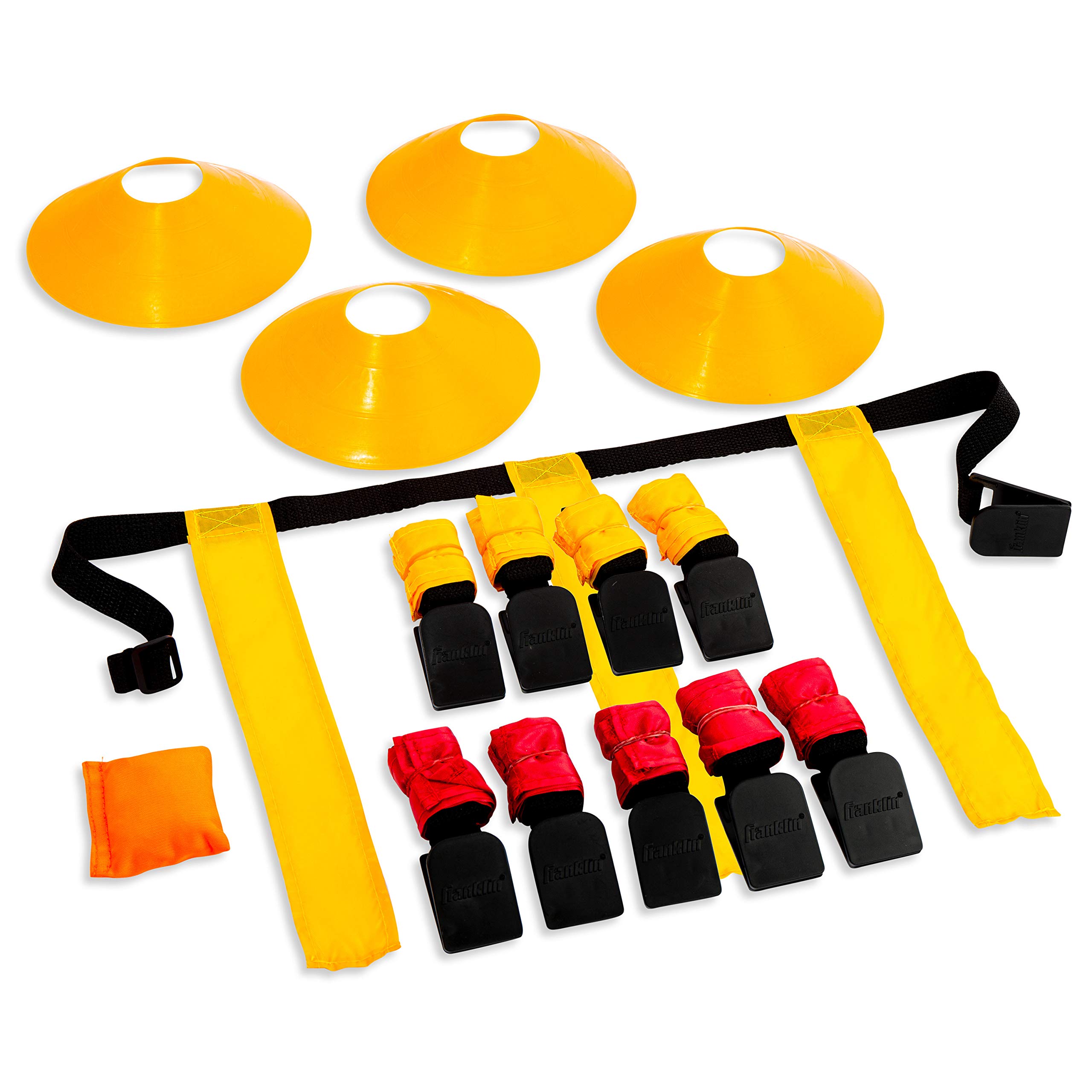 Franklin Sports Flag Football Set - 10 Player Flag Football Belts for Adult + Youth - Equipment Cones + Field Marker Included - 5 v 5 Set