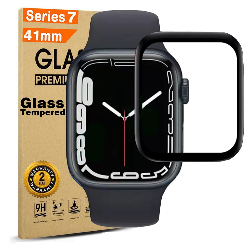 AUCER for Apple Watch Series 7 Screen Protector 41mm 【2 Pack】Tempered Glass Screen Protector 41mm Full Coverage 9H Anti Scratch Bubble F