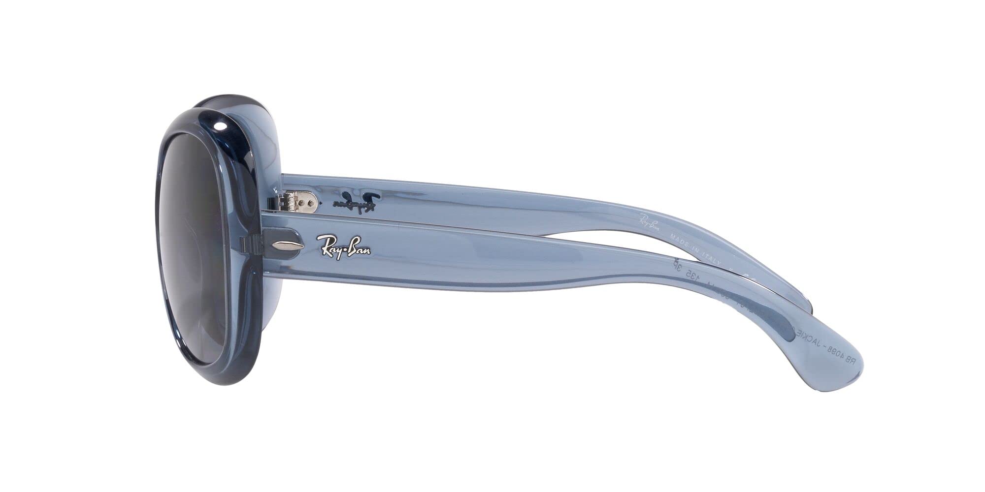 Ray-Ban Women's RB4098 Jackie Ohh II Butterfly Sunglasses, Transparent Blue/Dark Grey Polarized, 60 mm