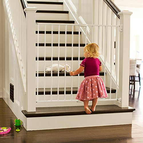 Munchkin® Extending XL™ Tall and Wide Baby Gate, Hardware Mounted Safety Gate for Stairs, Hallways and Doors, Extends 33" - 56" Wide, Metal, White