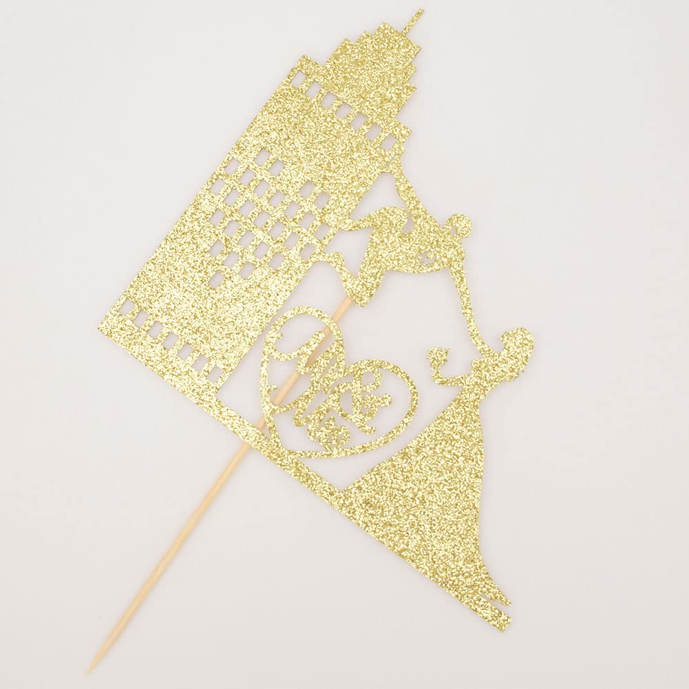 Spider-Man Wedding Cake Topper, Superhero Silhouette, Mr & Mrs Wedding Cake Decors, Bride and Groom Party Decorations, Gold Glitter