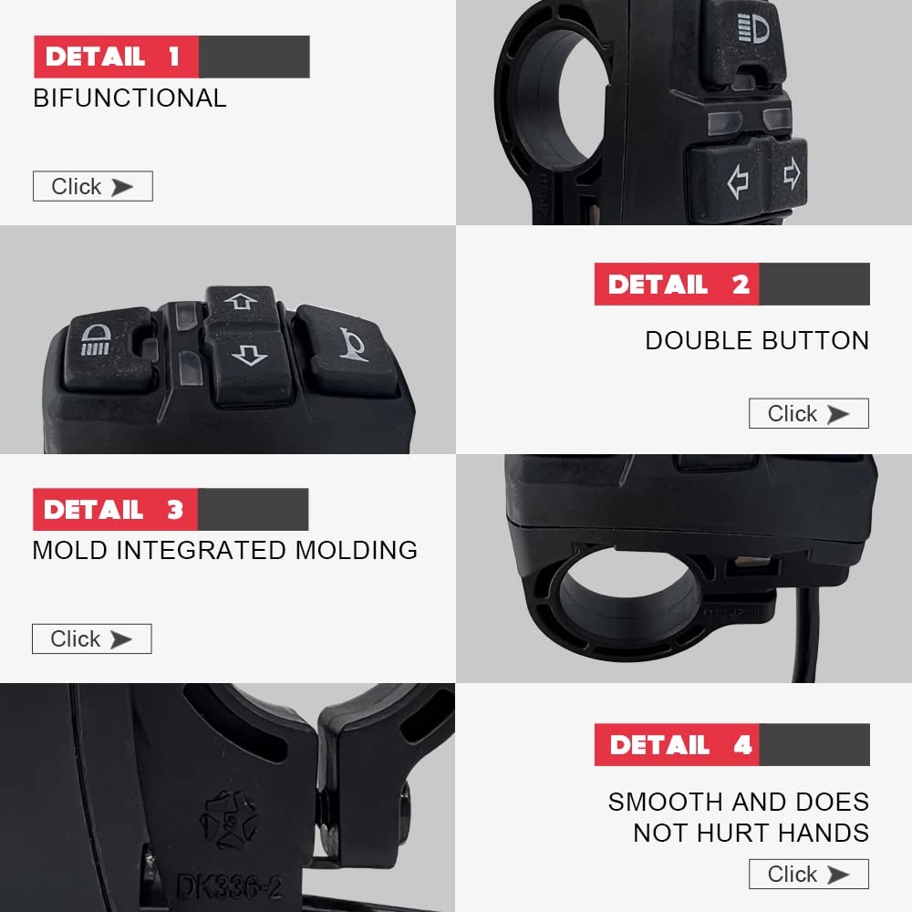 BEISGUANGS Ebike Accessories DK336 12V-72V 22mm Horn and Turning Light Switch Bike DIY Conversion