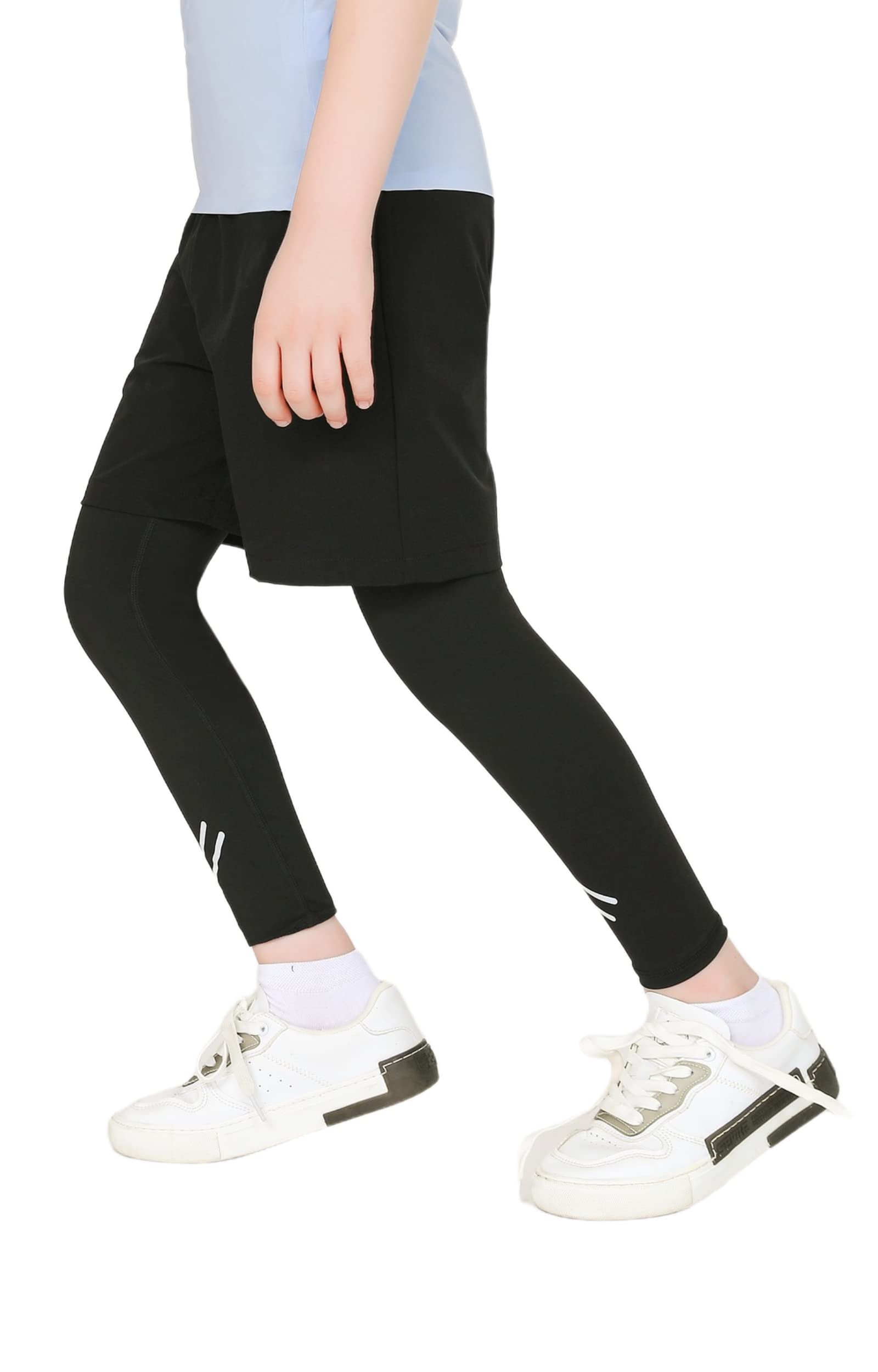 Badeke Boys 2 in 1 Running Compression Pants,Quick Drying Breathable Training Exercise Pants, Workout Athletic Legging Pants
