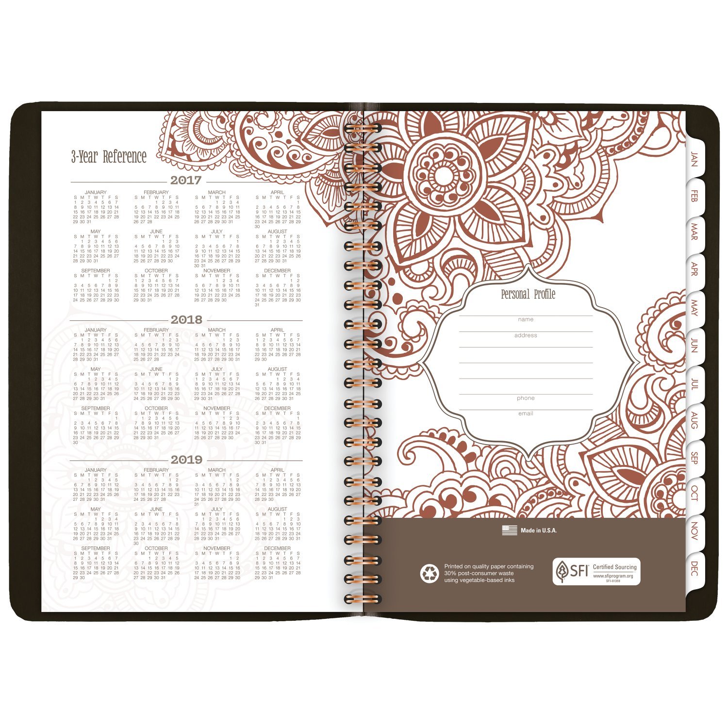 AT-A-GLANCE Weekly / Monthly Planner, January 2018 - December 2018, 5-1/2" x 8-1/2", Henna, Brown (551-200)