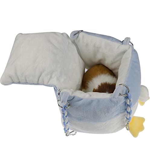Cute Polar Fleece Hamster Winter Warm Bed, Soft Calming Zipper Hamster Hammock, Multifunctional Small Animals Cage Bed Hanging Hammock for Hamster Sugar Glider Ferrets Warm Bed Nest Accessories