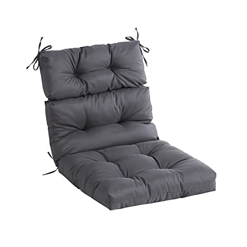 Tiita Outdoor/Indoor High Back Chair Cushion with Ties All Weather Chair Cushion Lounge Chair Cushions Deep Seat Patio Cushions Wicker Tufted Pillow for Outdoor Furniture (Dark Grey, 44x22 inch)