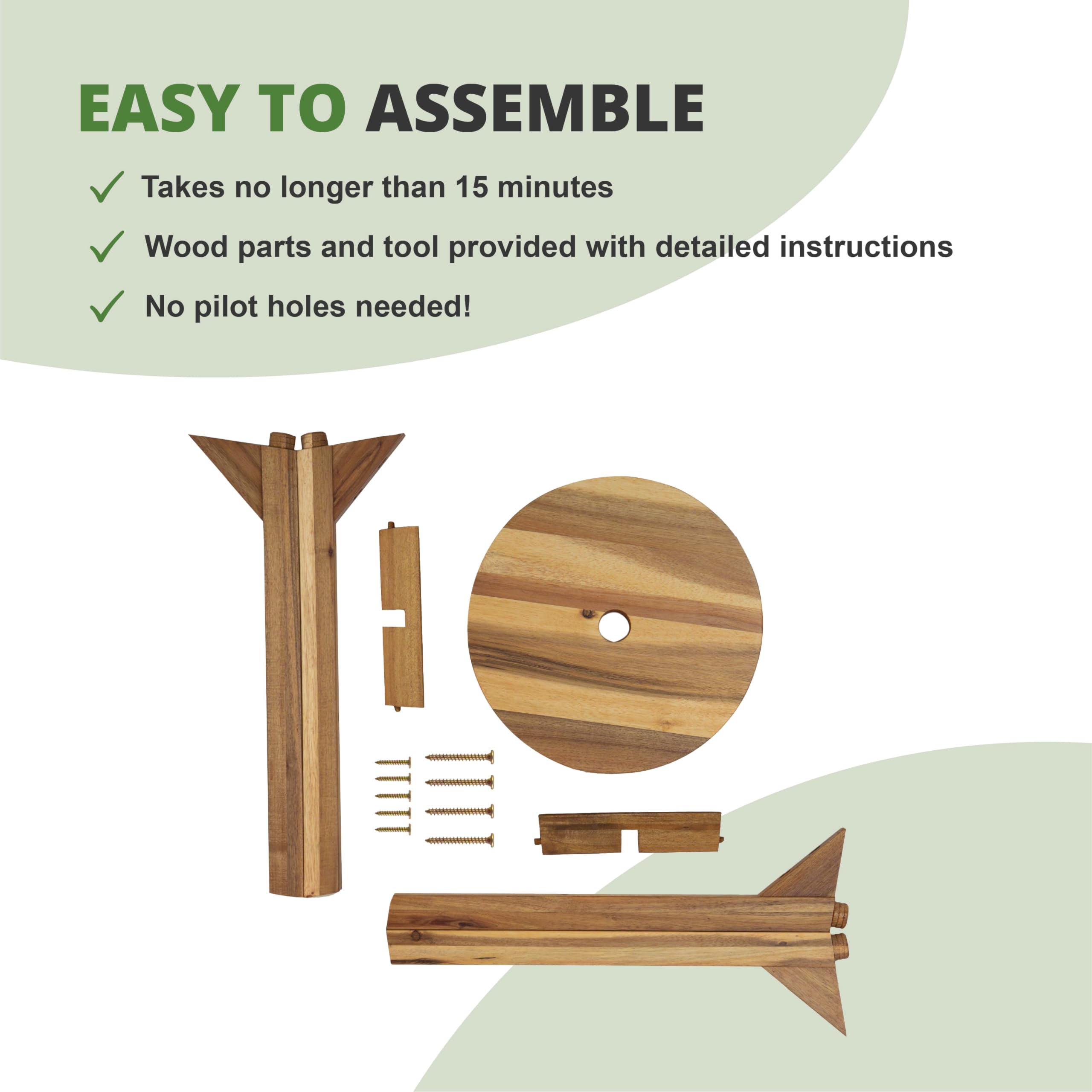 BEEFURNI Round Wooden Stool, Acacia Wood 18 Inch Stool, Wooden Step Stools for Kids, Solid Wood End Table, Plant Stool 350 LBS Load Capacity, Easy to Assemble, 1 Year Warranty
