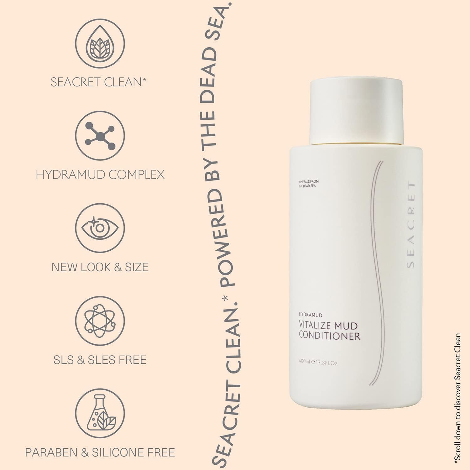 SEACRET Hair Conditioner - HydraMud Vitalize Mud Conditioner with Dead Sea Minerals & Argan Oil