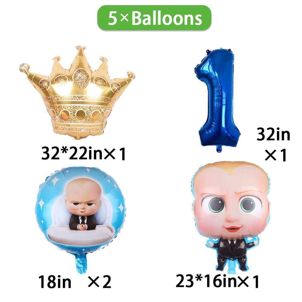 Boss Baby Party Supplies 1st First White Boys Birthday Decorations Backdrop 1 Year Decor