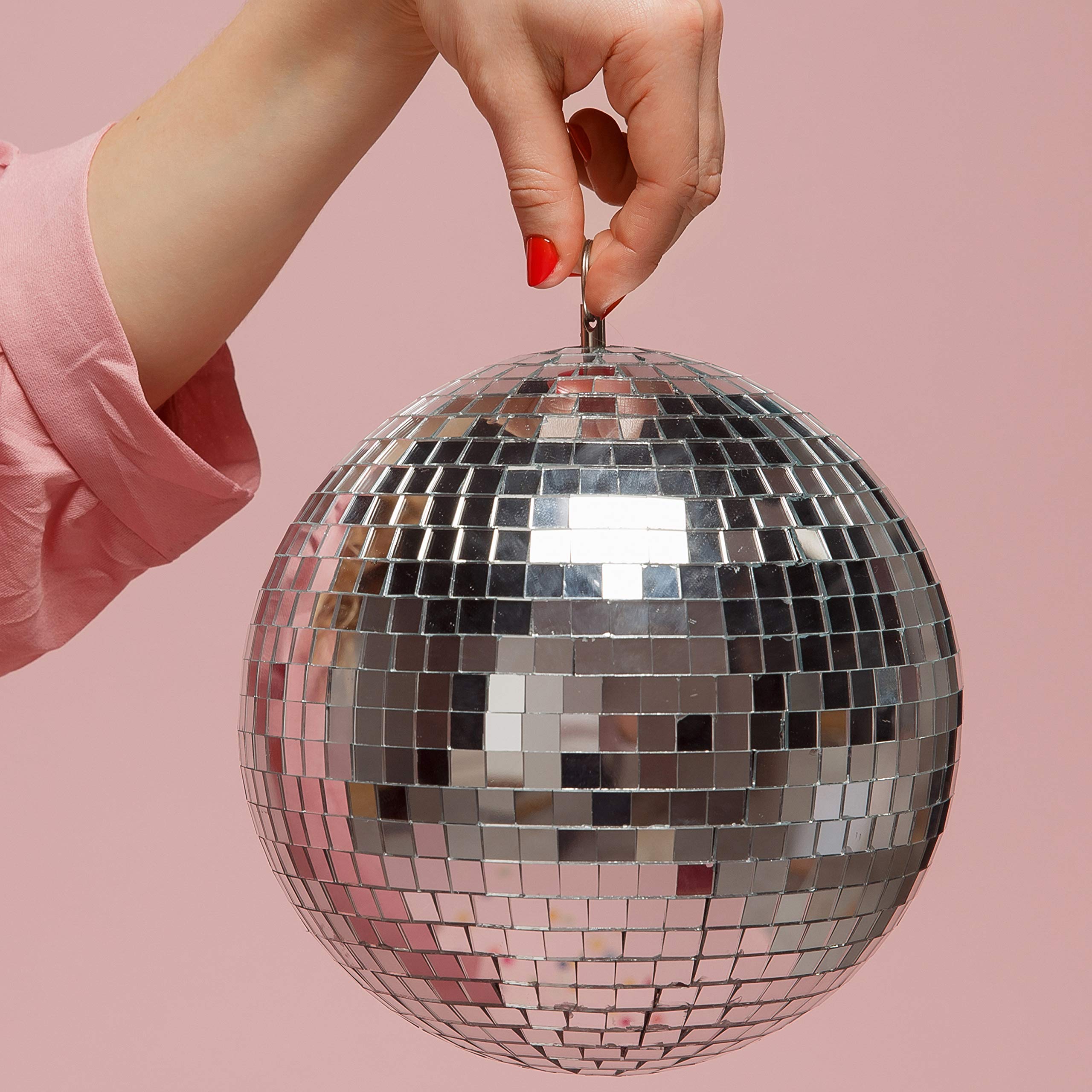 Big Mo's Toys Disco Ball - Silver Mirror Hanging Disco Ball Party Decoration Accessories for 70s Parties