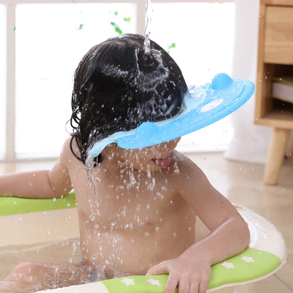 Baby Shower Cap Bath Wash Shampoo Shield Visor Bathing tub Head Hair Rinser hat protection Kids and Toddler (blue)