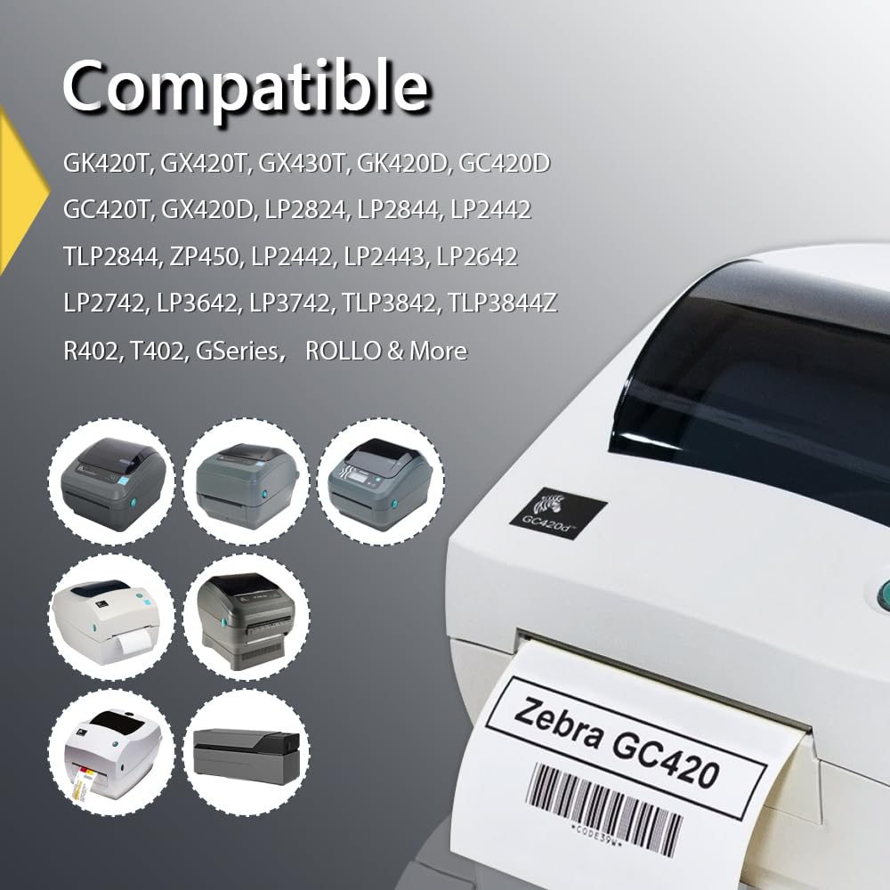 BETCKEY - 4" x 2" Barcode Shipping & Multipurpose Labels Compatible with Zebra & Rollo Label Printer,Premium Adhesive & Perforated[Green, 6 Rolls, 4500 Labels]