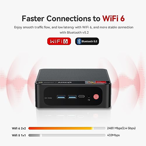 Beelink Mini PC,AMD Ryzen 7 5700U(up to 4.3GHz),Mini Computer 16GB DDR4 RAM/500GB M.2 2280 PCle3.0/ WiFi6/BT5.2/HDMI+DP+Type-C/Auto Power On