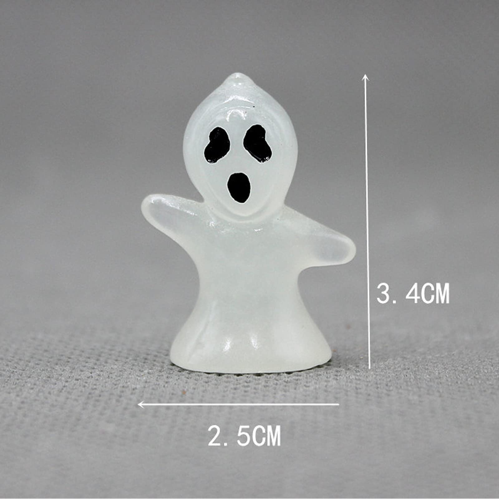 BinaryABC Halloween Glow in The Dark Pumpkin Ghost Miniature Figurines,Luminous Garden Ghost Decor, Fairy Garden Doll House Accessories,Halloween Party Favors,4Pcs