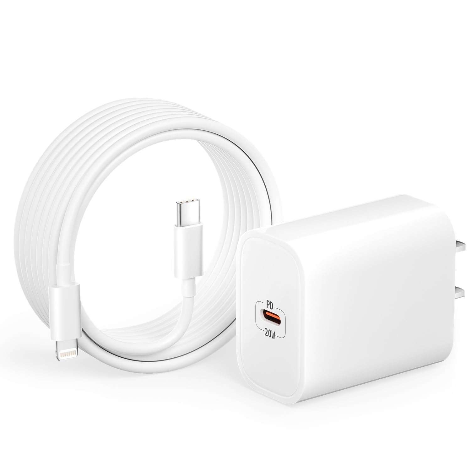 Bkayp iPhone Charger [Apple MFi Certified] 20W PD USB-C Fast Charging Power Adapter with 6FT USB-C to Lightning Cable Compatible with iPhone 14 13 12 11 Pro Max Mini Plus, XR XS X 8 and More