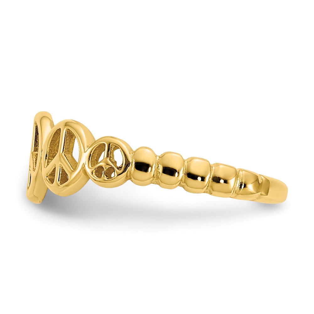 BillyTheTree Jewelry 14K Yellow Gold Cutout Polished Peace Sign Toe Ring