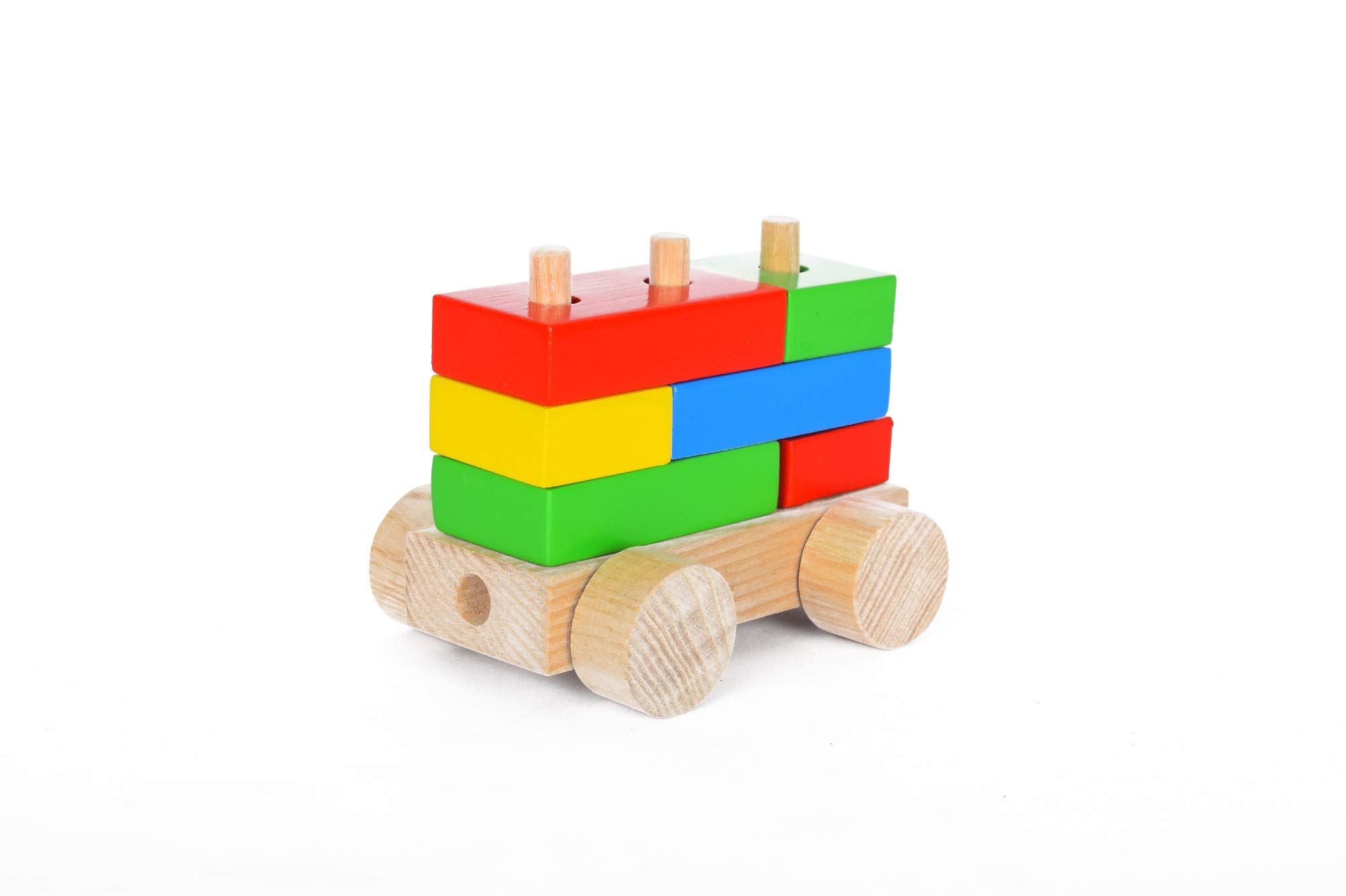 Dreamzberry Wooden Pulling Block Toy Train Construction Vehicle, Educational Toys for Home Learning Kindergarten Motor Skills, Imagination Development Puzzle Preschool Children Toy Set for Kids Age 3+