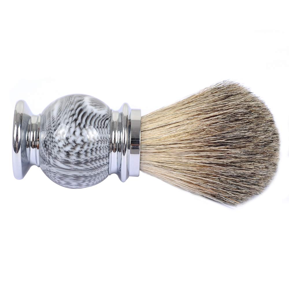 Badger Shaving Brushes, JR Black Badger Brush Hair Knot with Grey Strip Resin Handle Shaving Brushes for Men, Safety Razor, Double Edge Razor, Shaving Razor