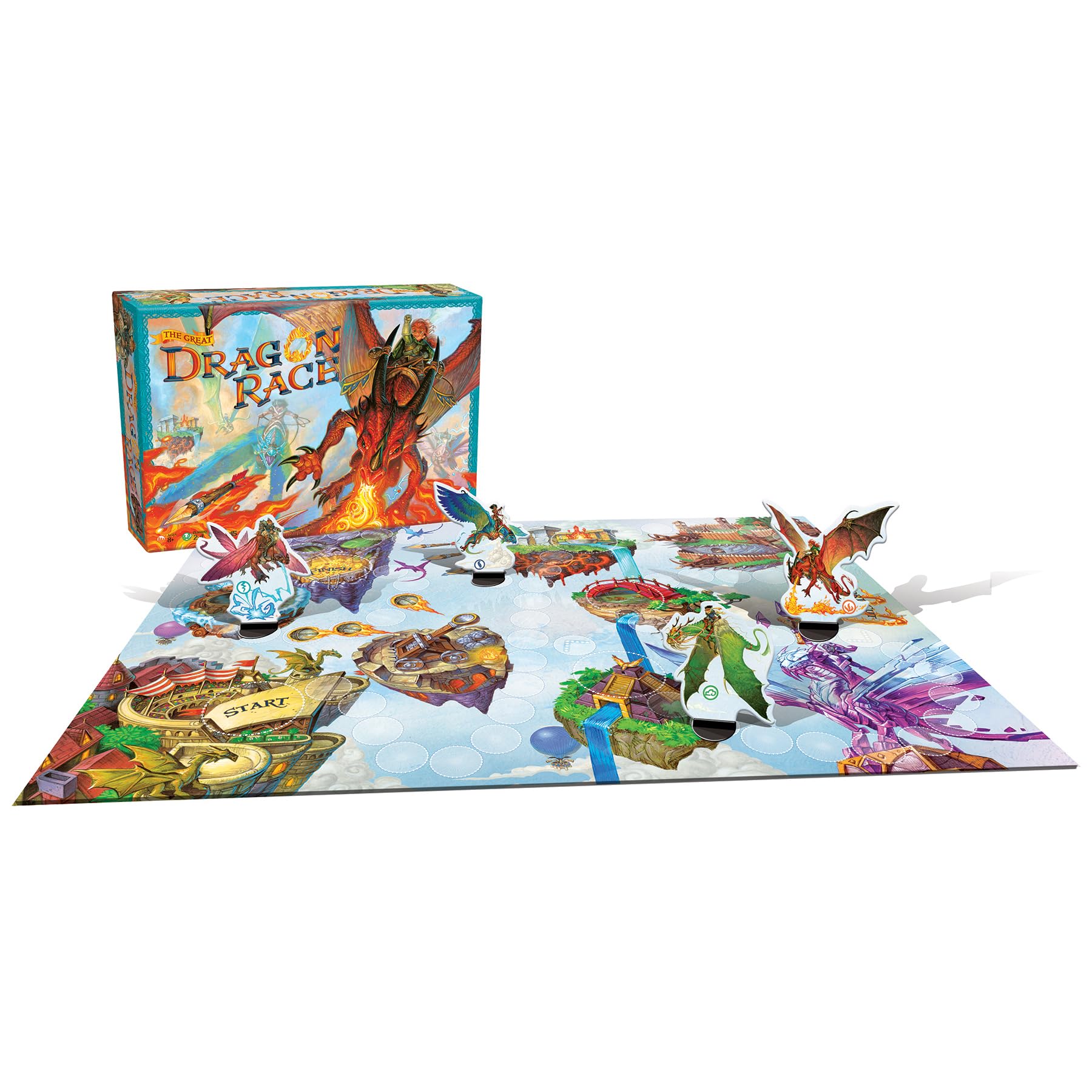 Great Dragon Race - Fantasy Board Game, Outset Media, Kids & Family Race Start to Finish Game, 2-4 Players, Ages 8+