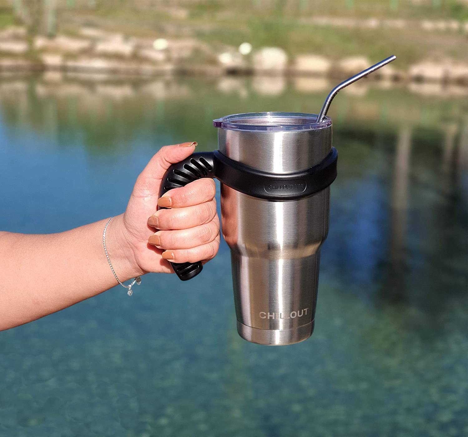 CHILLOUT LIFE Handle for YETI Cup 30 oz - Ozark Trail 30 oz Tumblers. Comfortable Reaplacment Handle for 30 oz YETI Tumbler & More (Black Handle Only) - 2 Pack