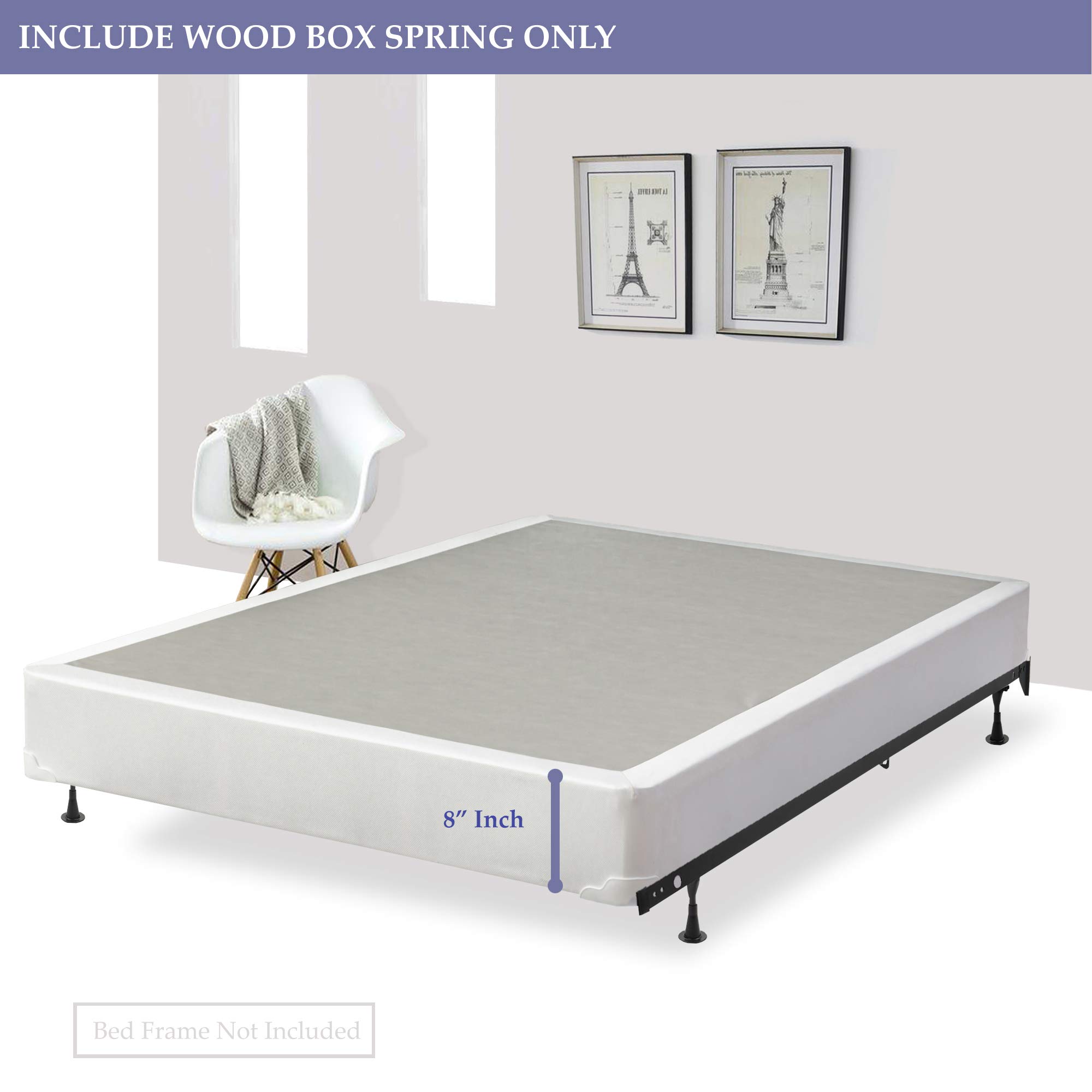 Continental Sleep 8" Box Spring and Frame for Mattress, 75" x 48"