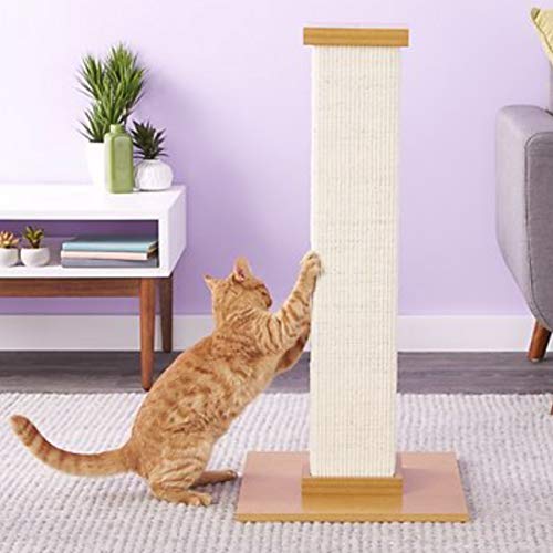 SmartCat Ultimate Scratching Post β Beige, Large 32 Inch Tower - Sisal Fiber, Simple Design - For All Cats