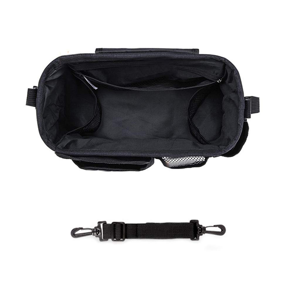 Baby Stroller Organizer, Universal Stroller Storage Bag with Insulated Cup Holders - Detachable Shoulder Strap, Stroller Accessory for Smart Moms,Compact Design Fit All Strollers(Black)