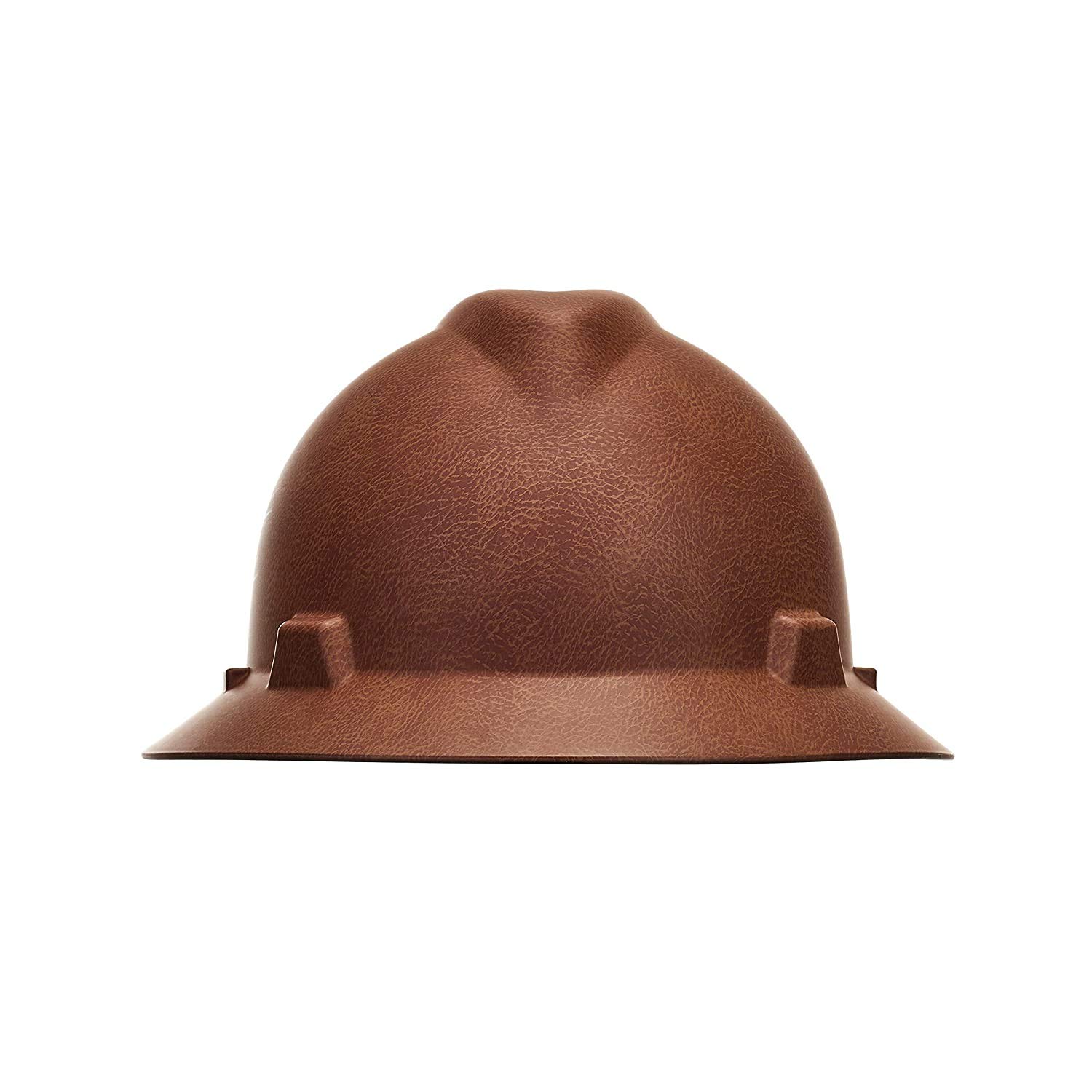 MSA 10204782 Hydro Dip V-Gard Full-Brim Hard Hat With Fas-Trac III Ratchet Suspension | Polyethylene Shell, Self Adjusting Crown Straps - Standard Size in Ital Leather