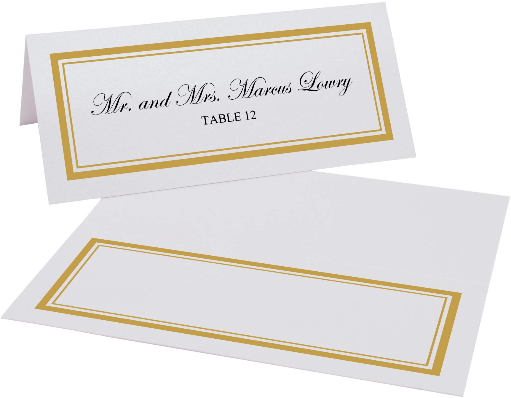 Double Line Border Printable Place Cards, Gold (Choose Color), Set of 60 (10 Sheets), Laser & Inkjet Printers - Wedding, Party, Dinner, and Special Events - Made in the USA