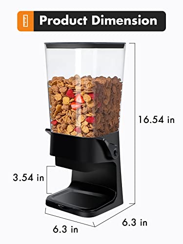 Conworld Cereal Dispenser Countertop, Large Capacity Rice Dispenser Cereal Container Storage, Not Easy to Crush Food, Dry Food Dispenser for Rice, Candy & Snack, Black (5.5 Qt)