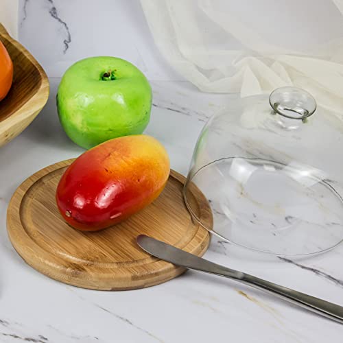 KVMORZE Glass Dessert Dome with Base, Mini Decorative Cake Tray with Glass Dome Cover, 5.9" Cake Fruit Display Server Tray for Kitchen, Birthday, Wedding, Appetizer Dessert and Cheese Serving Platter
