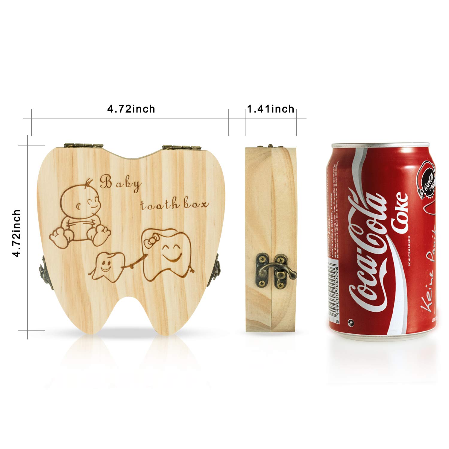 Baby Teeth Keepsake Box Tooth Fairy Holder Wooden First Lost Deciduous Tooth Collection Organizer Storage for Kids Memory(Boy)