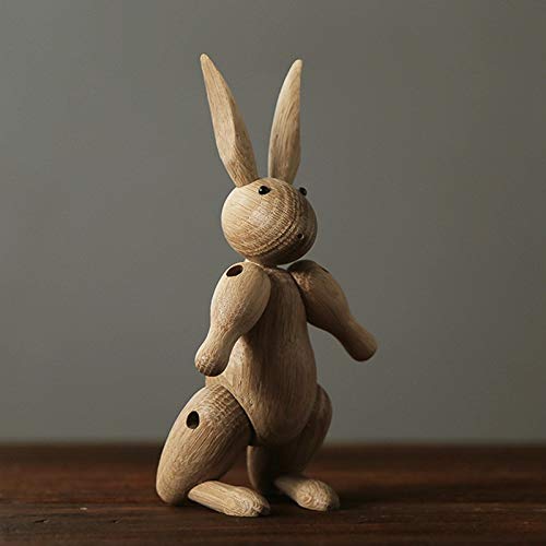 LNIMI Art Wooden Rabbit Figurine Wooden Ornaments Rabbit Model Flexible Sculpture Perfect for Home Decoration Gift or Collection
