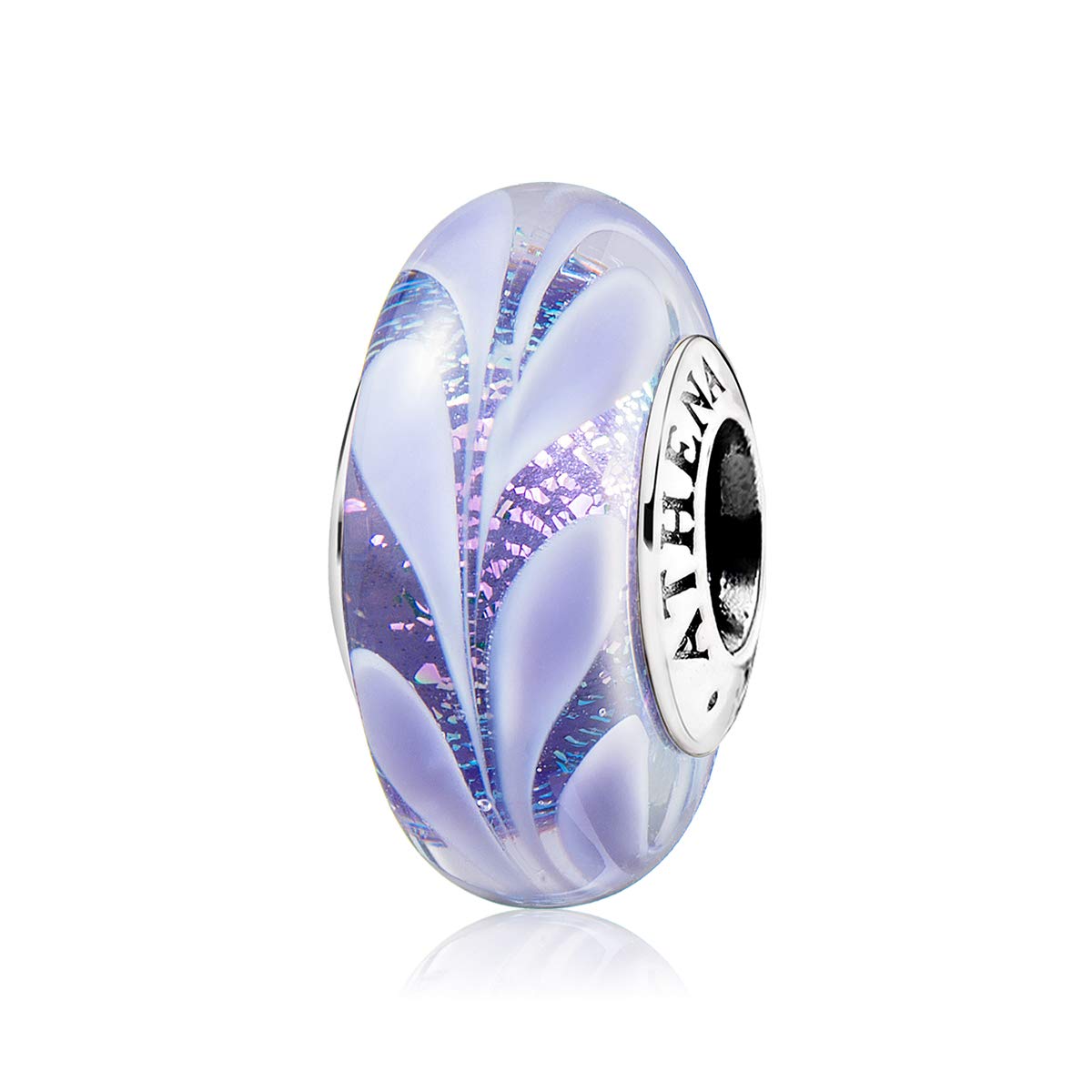 ATHENAIE Murano Glass 925 Sterling Silver Hawaiian Charms Leaf Bead for Bracelet Purple