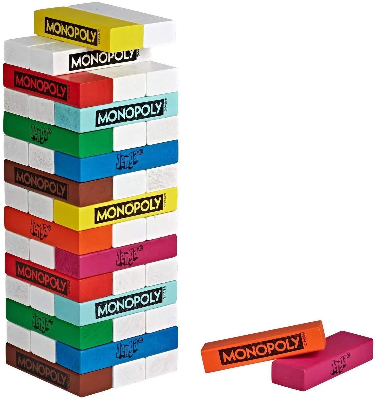 MONOPOLY Original Jenga Two Famous Fun Games in One