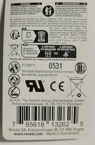 Renata CR12161Pk No. Cr1216 Lithium Coin Battery