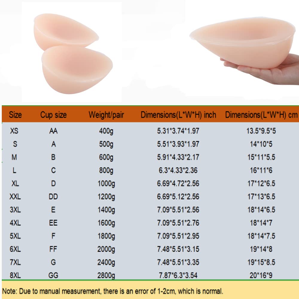 BMLen Silicone Breast Forms/Fake Boobs for Crossdresser,Mastectomy Transgender, and Cosplay/Prosthetic Breast(A,Nude