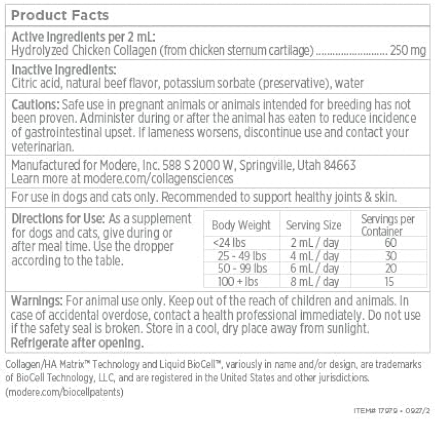 Modere LIQUID BIOCELL PET- Collagen