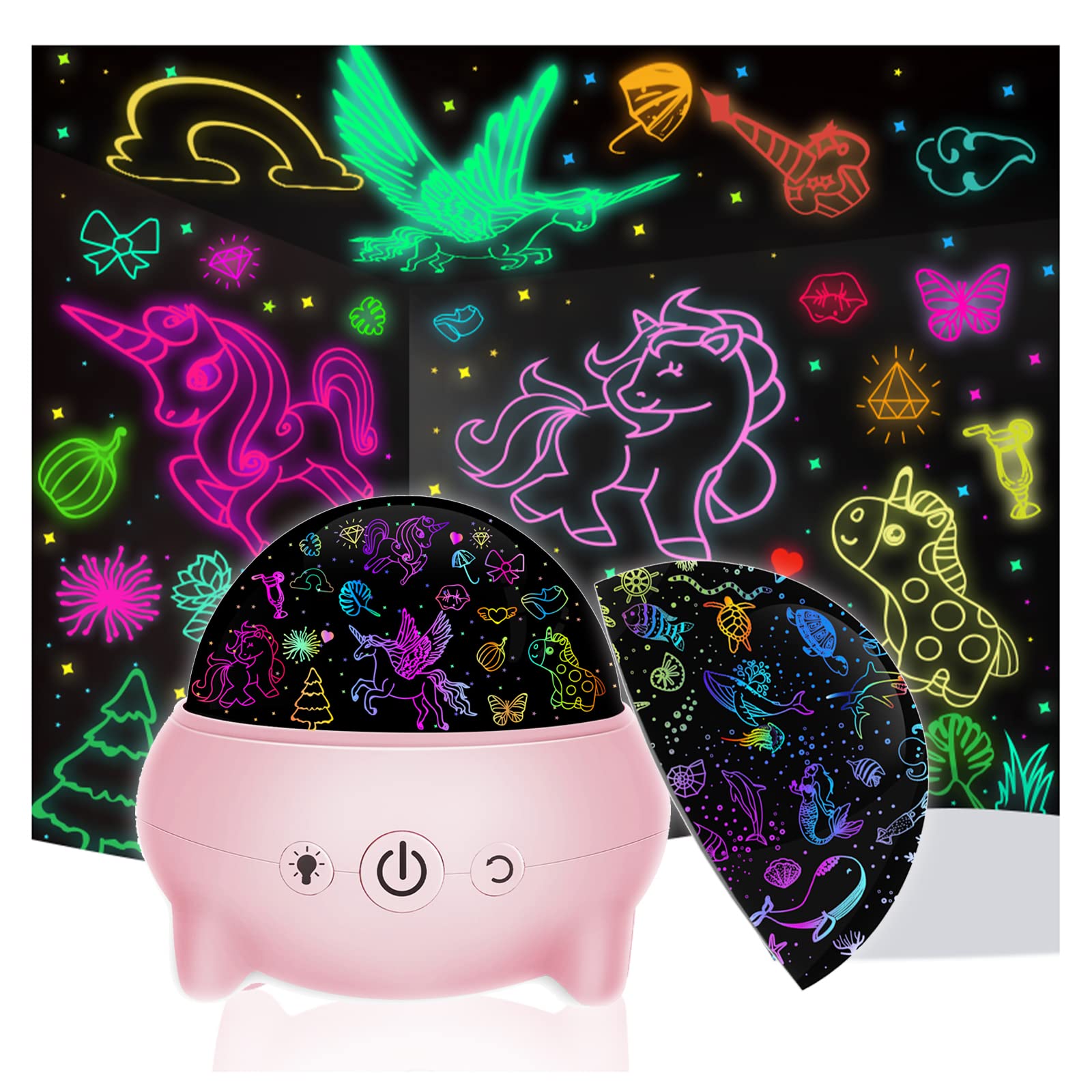 Fugui Night Light for Kids 2 in 1 Unicorn Gifts Unicorn Toys for Girls Unicorn Night Light 360 Degree Rotating Night Light Projector Christmas Birthday Gifts for 3 4 5 6 7 8 9 Year Old Girl