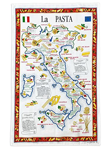 BLU RITMO Kitchen Tea Towel Set, Cotton Kitchen Towels Made in Italy, Colorful Multi-Purpose Absorbent Cloths, Large Cloth 21 x 33 in (Food - 4 Pieces)