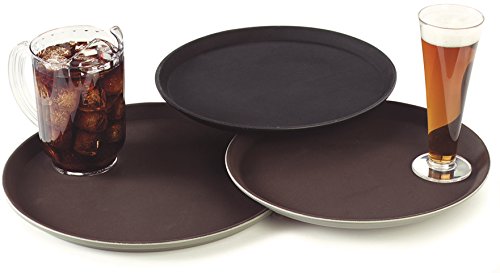 Carlisle FoodService Products 1100GL004 GripLite Rubber Lined Non-Slip Round Serving Tray, 11" Diameter, Black (Pack of 12)