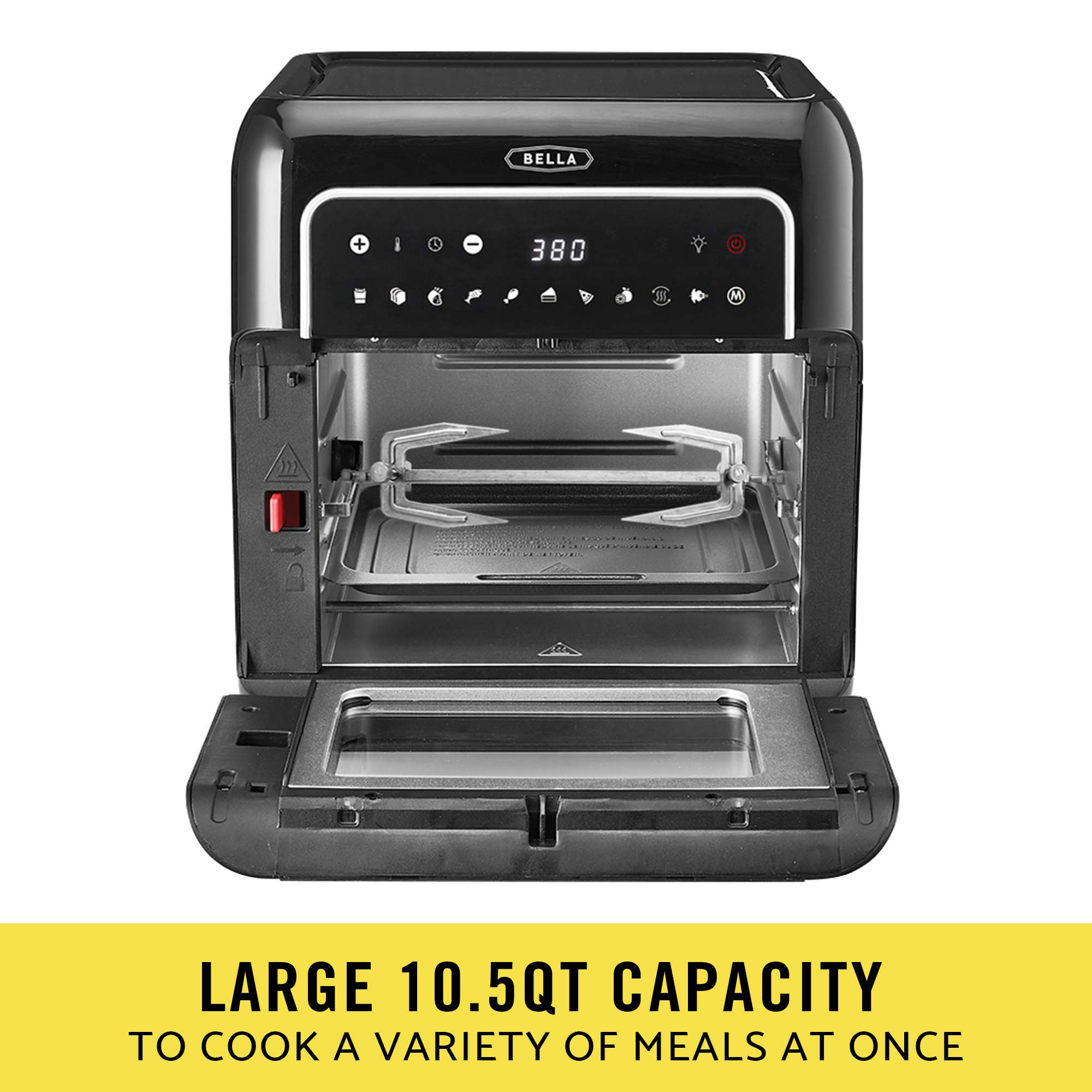 BELLA 10 Liter Air Fryer Oven Dehydrator, Black
