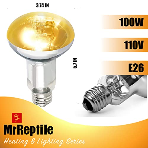 MRREPTILE UVA UVB Reptile Light, Heat Bulb Full Spectrum Sun Lamp, for Reptiles and Amphibian Tortoise/Bearded Dragon, 100W Mercury Vapor Bulb