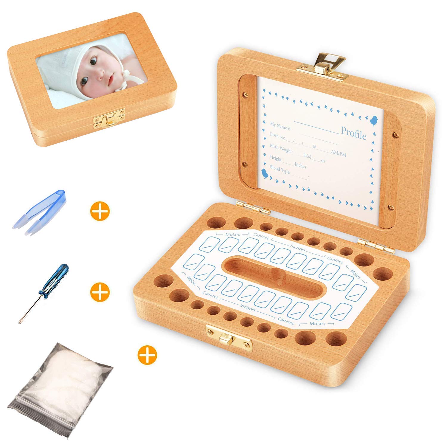 Baby Tooth Box,Solid Wood Teeth Boxes,Teeth Storage Box,Baby Save Boxes,Kids Keepsake Organizer for Baby Teeth and Hair,Baby Shower& Birthday Gift