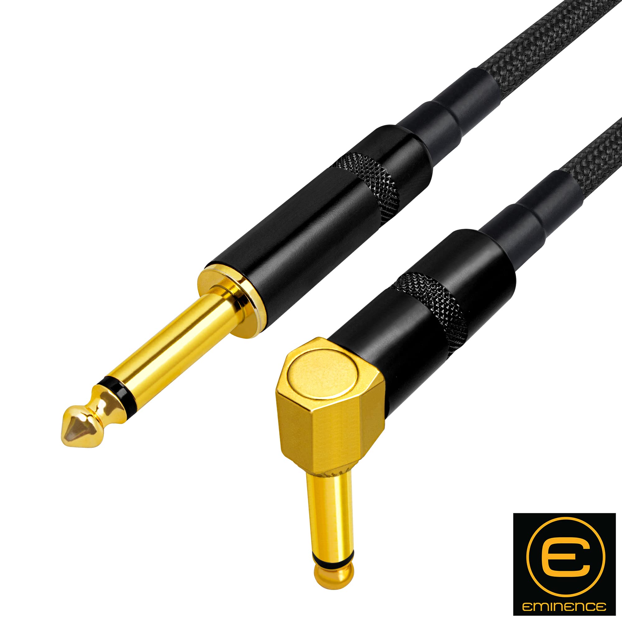 Audioblast - 3 Units - 5 Foot - HQ-1 - Braid (Black) Flexible-Dual Shielded(100%)-Guitar Instrument Effects Pedal Patch Cable w/Eminence Straight & Angled Gold ¼ inch (6.35mm) TS Plugs & Double Boots
