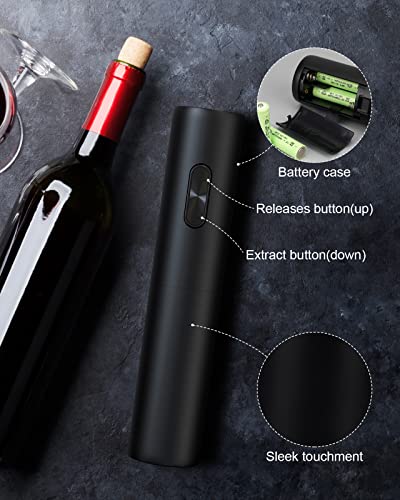 SENZER Electric Wine Opener Battery Operated Bottle Openers Reusable Wine Corkscrew for Kitchen Home Bar Restaurant - Black